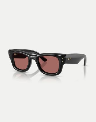 Ray-Ban Wayfarer Puffer - Lunettes de soleil carr&eacute;es &agrave; verres violets - Noir