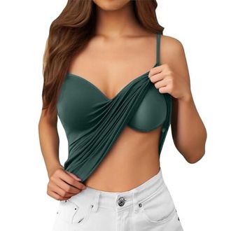 Generic Maillot de corps pour femme sans armatures - Soutien-gorge avec haut int&eacute;gr&eacute; avec sangle r&eacute;glable - Camisole Push Up - Sous-v&ecirc;tements doux - D&eacute;bardeur