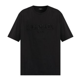 Balmain T-Shirt mit schimmernden Kristallen - - Tops - Herren - Schwarzk - M