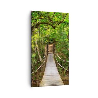 Arttor Bilder auf Leinwand 55x100cm Leinwandbild mit Rahmen Fu&szlig;g&auml;ngerbr&uuml;cke Wald Abenteuer Gro&szlig; Wanddeko Bild Schlafzimmer K&uuml;che Deko Wandbilder Dekoration W