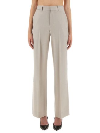 Victoria Beckham Virgin Wool Blend Trousers - Beige