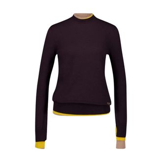 Fendi Wollpullover mit Kontrastbesatz - - Knitwear - Damen - Lila - 2XS