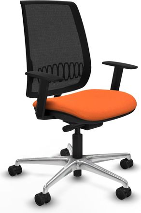 Piqueras y Crespo Einfacher Schreibtischstuhl mit 1D-Armen, h&ouml;henverstellbare Lendenwirbelst&uuml;tze, ausgestattet mit Syncro/Traslack und injiziertem Schaumstoff, Schwarz/