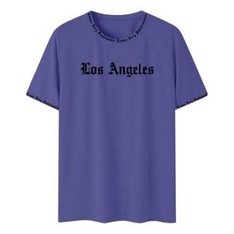 Generic T-shirt pour homme 1 pi&egrave;ce &agrave; manches courtes et imprim&eacute; alphabet - Col rond - Tissu tricot&eacute; en polyester avec l&eacute;ger stretch - Coupe normale - Style pu