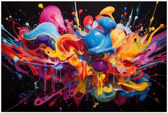 Wallario K&uuml;chenr&uuml;ckwand aus Glas 90 x 60 cm, Motiv: Farbexplosion | Spritzschutz abwischbar & pflegeleicht