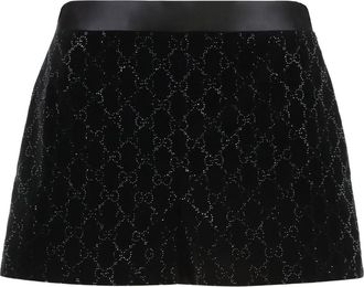 Gucci Shorts aus Samt mit Kristallstickerei - Schwarz