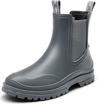 Dream Pairs Bottes de Pluie à la Cheville pour Femme Confortables et Elégantes Botte Chelsea Imperméable Chic SDRB2405W-E,Size 38,Gris,SDRB2405W-E