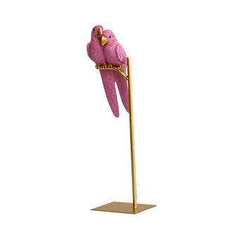 BESPORTBLE Papagei Figur Paar Papagei Statue Rosa Auf Ständer Desktop Ornament Wohnzimmer Büro Zuhause Schreibtisch Dekoration Valentinstag Geburtstag Hochzeit O