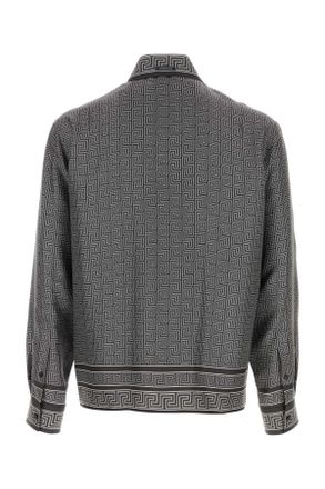 Versace Printed Silk Twill Shirt - Gray