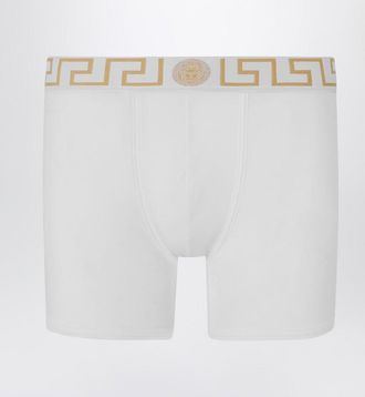 Versace White fitted boxers with Greca waistband