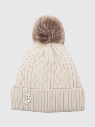 Liu Jo Bonnet beanie en laine m&eacute;lang&eacute;e avec pompon et revers &agrave; monogramme