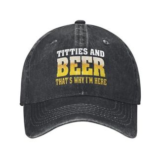 Generic Seins Et Bi&egrave;re, Cest pour &Ccedil;a Que Je suis L&agrave; (Dr&ocirc;le) Homme Femme Chapeau De Cowboy Confortable Snapback Cap L&eacute;ger Hip-Hop Cap pour Ext&eacute;rieur Cyclisme T