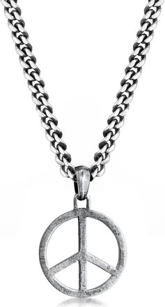 Kuzzoi Halsketten - Halskette M&auml;nnerkette Peace Oxidiert Massiv 925 Si - Gr. unisize - in Silber - f&uuml;r Damen
