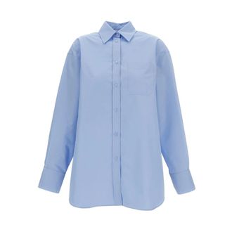 Sportmax Langes Baumwollmischungshemd - - Blouses & Shirts - Damen - Blau - XS