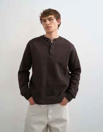 Topman Sweat d&eacute;contract&eacute; &agrave; col tunisien - Marron