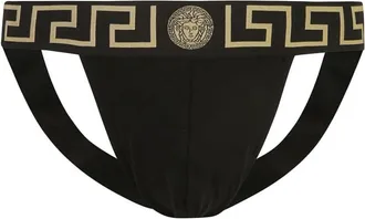 Versace Homme, Sous-v&ecirc;tements, Noir, Taille: XL Jockstrap en jersey de coton