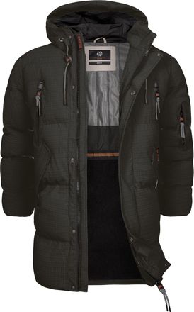 Indicode Herren INLondoy Parka mit Kapuze | Steppjacke in moderner Struktur Optik f&uuml;r M&auml;nner Raven, XXL