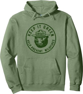 Giant Step Design Co. Keep It Green! Help Prevent Wildfires Vintage Smokey Bear Pullover Hoodie