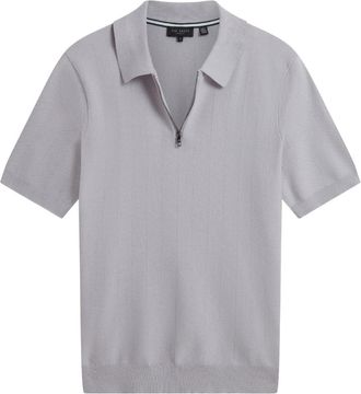 Ted Baker Fourd Polohemd Mit Fischgr&auml;tstich Und Rei&szlig;verschluss, Grau