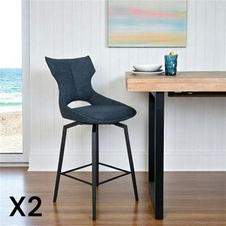 Pier Import Chaise de bar pivotante tissu bleu (lot de 2) LOMBARDIE