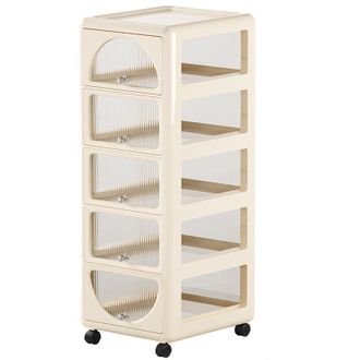 Generic Badezimmer-Aufbewahrungs-Organizer mit 3/4/5 Ebenen Transparentes Schubladendesign Küchenregal Aus PP-Kunststoff Rollender Aufbewahrungswagen für Die 