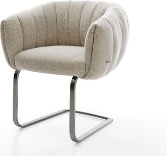 DELIFE Freischwinger Jada-Flex Webstoff Soft Beige Freischwinger flach Graphit Taschenfederkern, Esszimmerst&uuml;hle