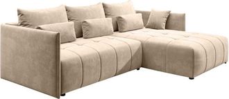 Furnix Sofa sorano Couch ausziehbar mit Bettkasten und Kissen Schlafsofa SR21 Creme - Furnix