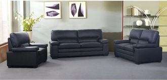 Vente-Unique Vente-unique - Canapés 3 places 2 places et un fauteuil en cuir de buffle mimas - Noir