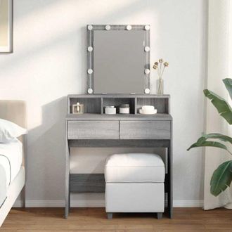 vidaXL Coiffeuse avec led sonoma gris 80x41x144,5 cm Vidaxl