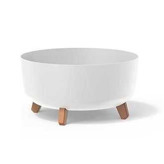 Prosperplast Pot de fleurs bas 14,3L avec pieds amovibles et insert 380 mm, Blanc