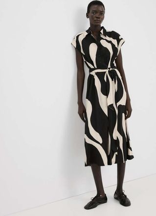 Mango Robe chemise longue imprim&eacute;e noir - Femme - XXS - MANGO