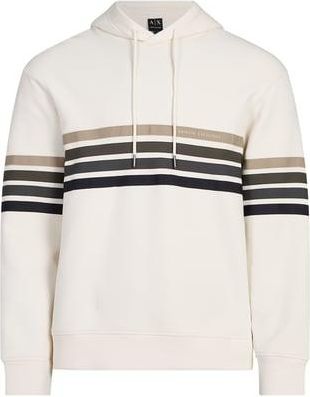 A|X Armani Exchange Sweat &agrave; capuche avec rayures sur poitrine en coton m&eacute;lang&eacute;