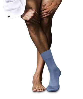 Falke Herren Socken No. 6 M So Wolle Seide einfarbig 1 Paar, Blau Airy Blue 6707, 39-40