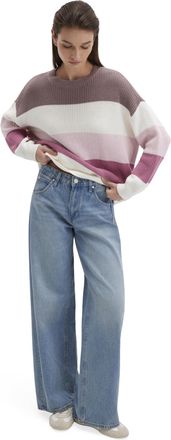 Mavi Damen Striped Sweater Sweatshirt, Bitter Chocolate, M