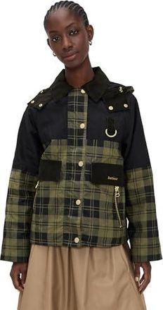 Barbour Elaine Veste imperm&eacute;able Barn pour femme, Vert olive/noir, 4