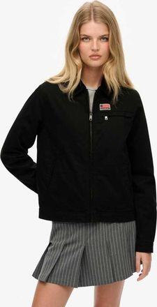 Superdry Gesteppte Ranch-Jacke in Schwarz mit Cord-Kragen