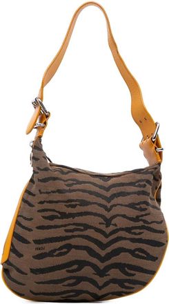 Fendi Hobo Bags - Small Zebra Print Canvas Oyster Hobo - Gr. unisize - in Braun - für Damen