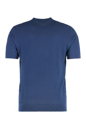 Paolo Pecora Mens Short-Sleeve Cotton Sweater Bluette Sweatshirts