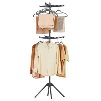 Songmics W&auml;schest&auml;nder, Standtrockner, 6 drehbare Arme f&uuml;r Kleiderb&uuml;gel, 4 Beine, klappbar, f&uuml;r Innenbereich, Edelstahl, f&uuml;r Kleidung und Socken, 191 cm hoch, 