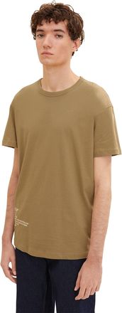 Tom Tailor Herren T-Shirt mit Backprint 1033995, 12912 - Splashed Clay Beige, L