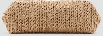 Mango Sac &agrave; main en fibre naturelle avec d&eacute;tail perles beige - Femme - Taille unique - MANGO