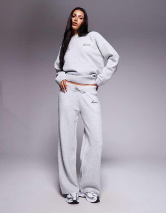 KAIIA Pantalon densemble ample en maille avec broderie logo - Gris clair