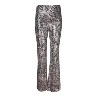 Liu Jo Femme, Pantalons, Gris, Taille: 38 FR Pantalon Gris à Jambes Droites à Paillettes Aw23