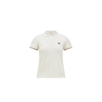 Moncler Femme, Tops, Beige, Taille: 38 FR Polo &agrave; patch logo