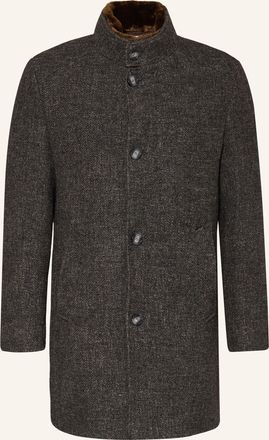 Bugatti Wollmantel Aus Boucl&eacute; Mit Herausnehmbarer Blende grau