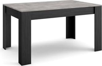 Skraut Home | Esszimmertisch | Küchentisch, Esstisch | 140x90x76 cm | Für 6 Gäste | Stubentisch | Moderner Stil | Zement und Schwarz