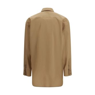 Saint Laurent Womens Beige Cotton Dress Shirt