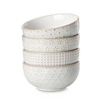 Malacasa Müslischalen 4er Set, 900ml Große Suppenschalen Steingut Salatschüssel Set Dessertschalen Frühstücksschalen Keramik Schüsseln Set für Nudeln, Salat, O