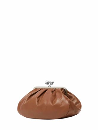 Max Mara Womens Clutch Cubico Tan Leather Brown Handbags Hand Bags