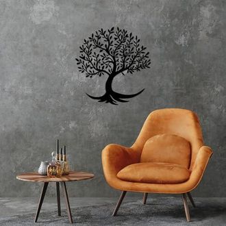 Hanah Home Stylish Black Decorative Metal Wall Accessory, 68 x 70 cm | 100% Metal (1.5 mm Thick) | Easy Wall Mounting | Perfect for Modern Home Decor